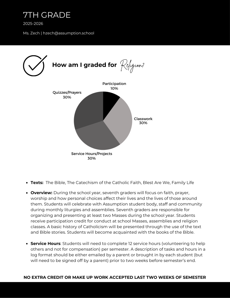 7th Grade Religion (7Z) – ACS Seventh Grade